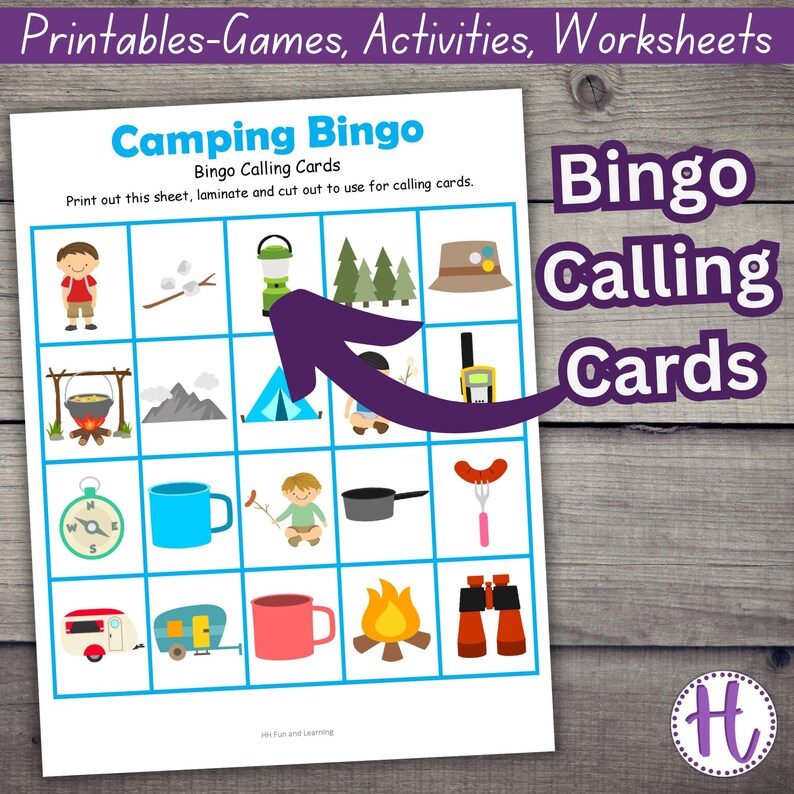 Camping BINGO Game for Kids, Preschool Activity, Kindergarten BINGO ...