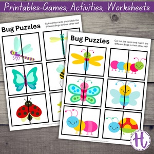 Bug Matching Puzzles for Kids, Match the Other Half Bug Game, Preschool ...