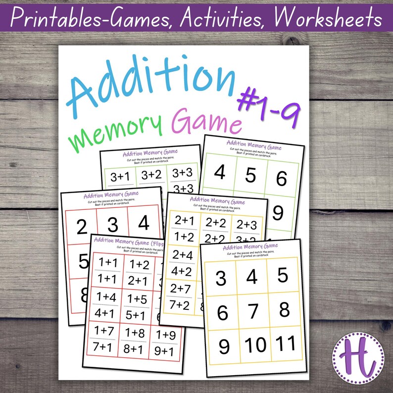 Addition Memory Game, Math Fact Game, Addition Facts Matching Game ...