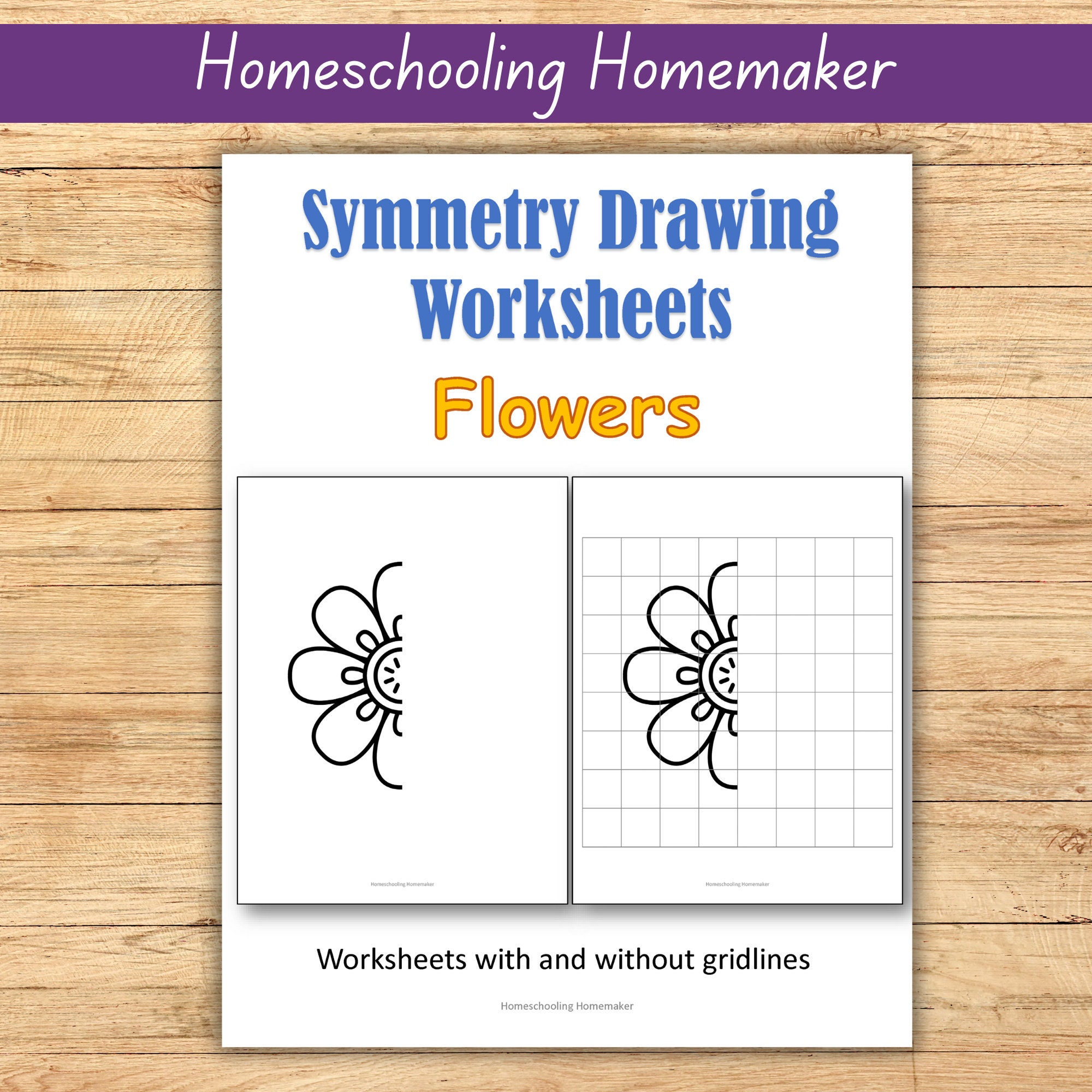Symmetry Drawing Worksheets-flowers, Symmetrical Drawing for Kids ...