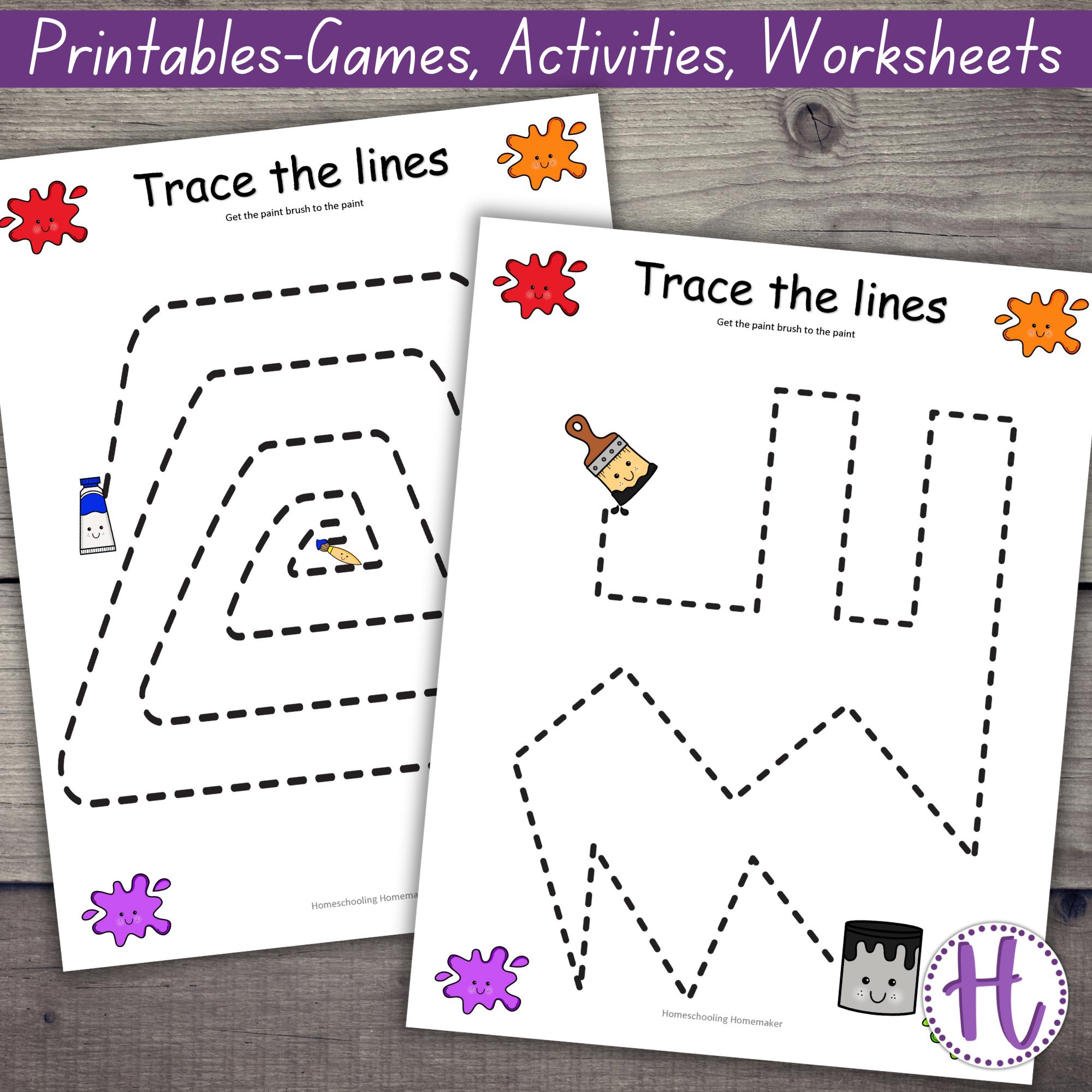 Tracing Worksheets for Preschool or Kindergarten, Learning Activities ...