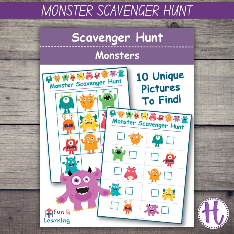 Monster Scavenger Hunt Game: Fun Printable Activity (PDF) - Etsy