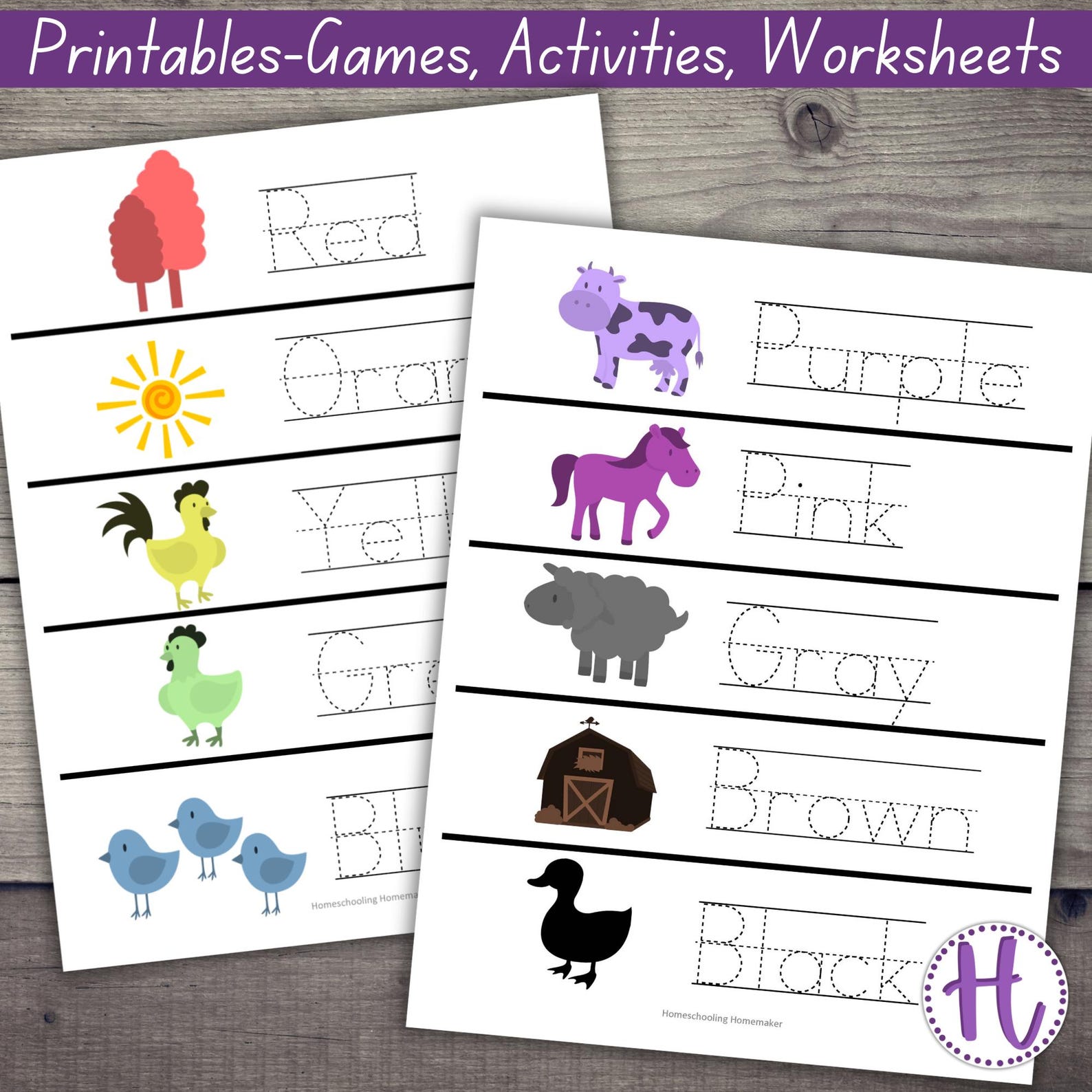 Farm Animal Word Tracing Worksheets: Handwriting Practice Learning ...
