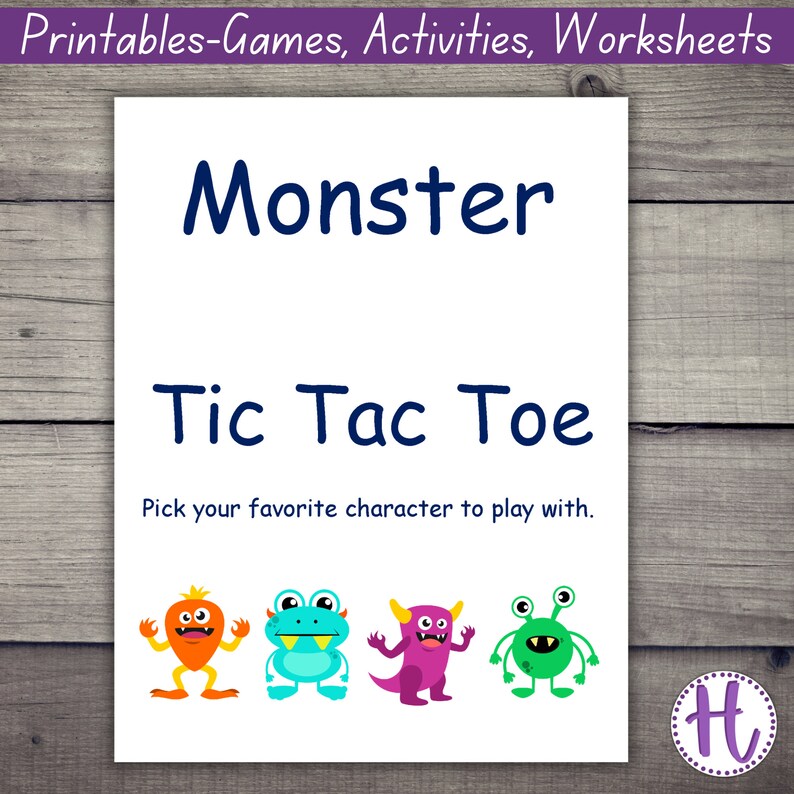 Monster Tic-tac-toe Game for Kids, Printable Game, Toddler Game ...