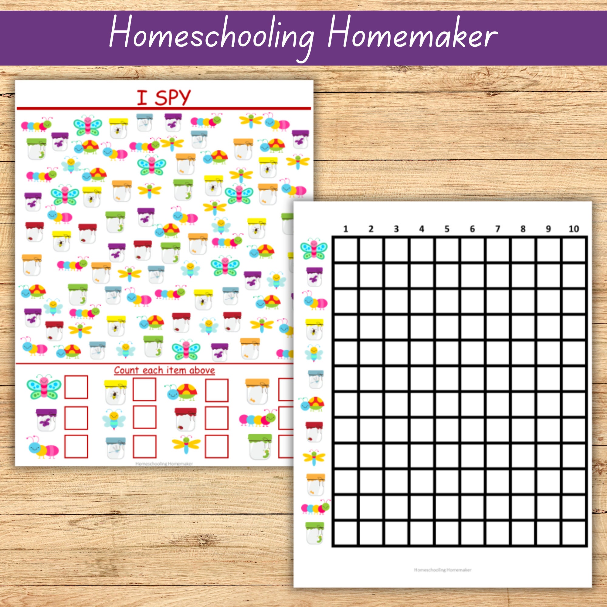 Bug I Spy Activity Sheets, Math Counting and Graphing Activity for Kids ...