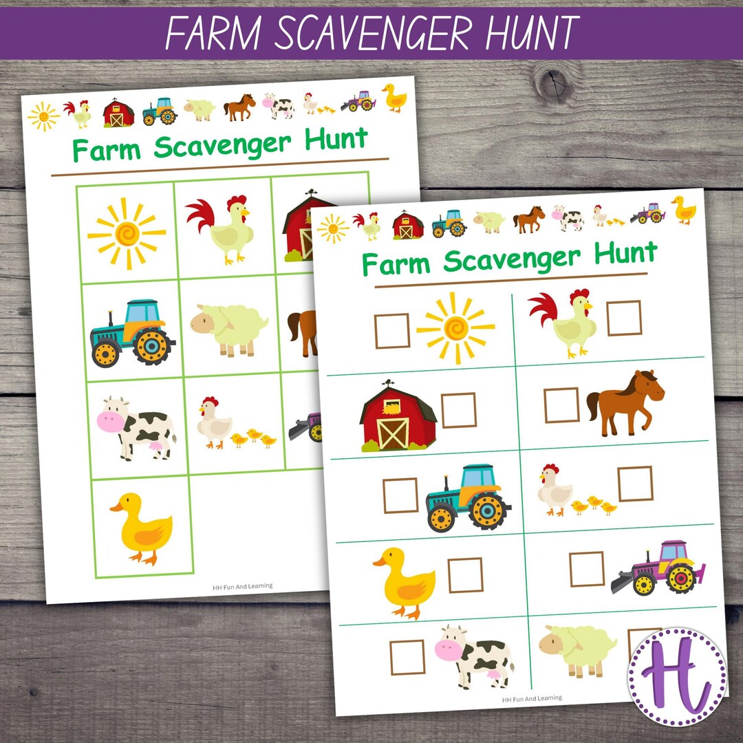 Farm-themed Scavenger Hunt Printable Game for Kids, Fun, Active Seek ...