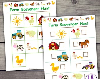 Farm Scavenger Hunt Game: Printable Activity for Kids (PDF) - Etsy