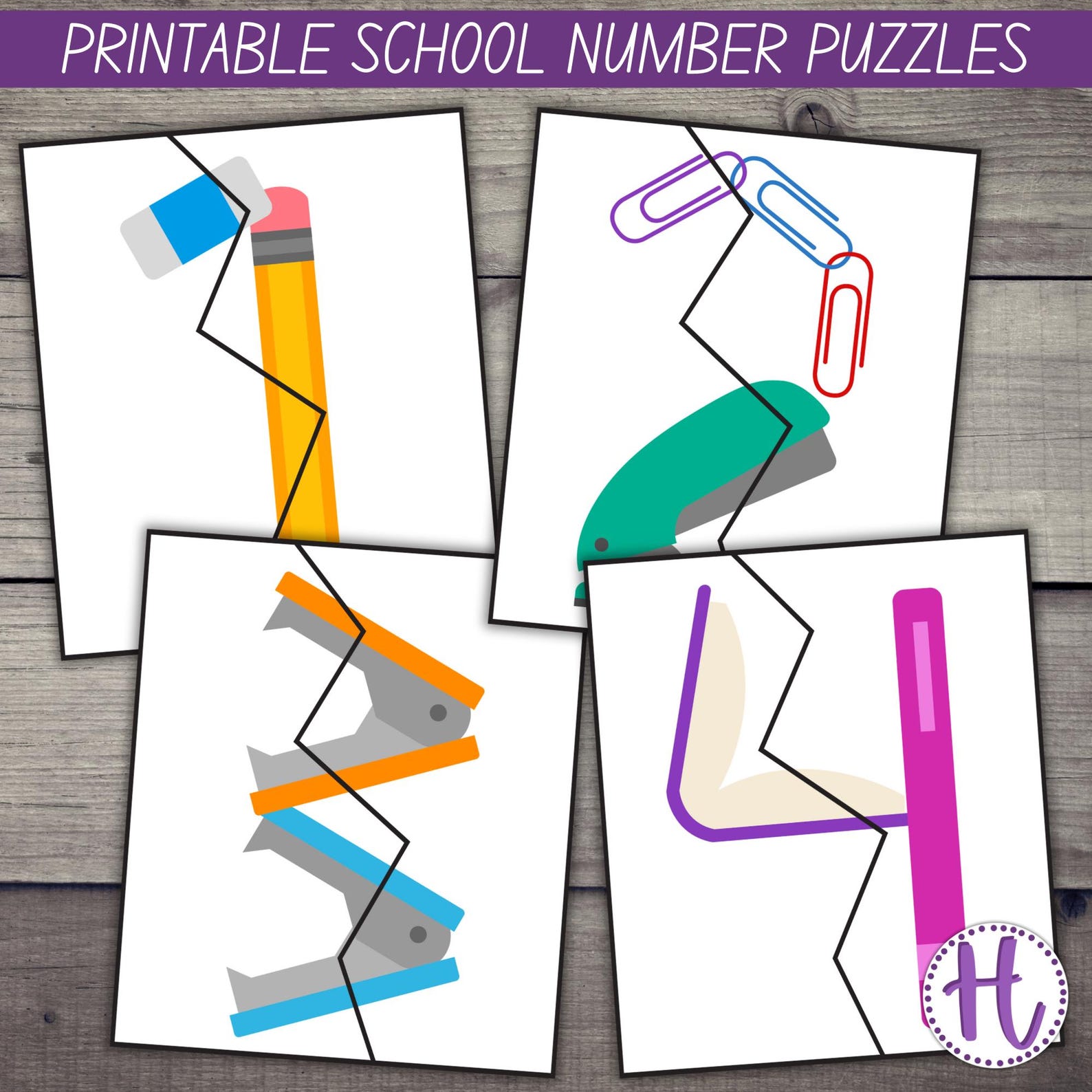 School Number Puzzles: Fun Printable Learning Activity (PDF) - Etsy