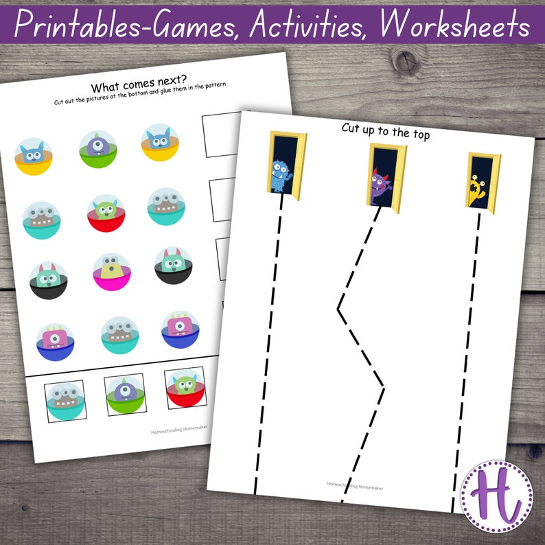Monster Worksheets, Learning Games for Kids, Preschool Activity Pack ...