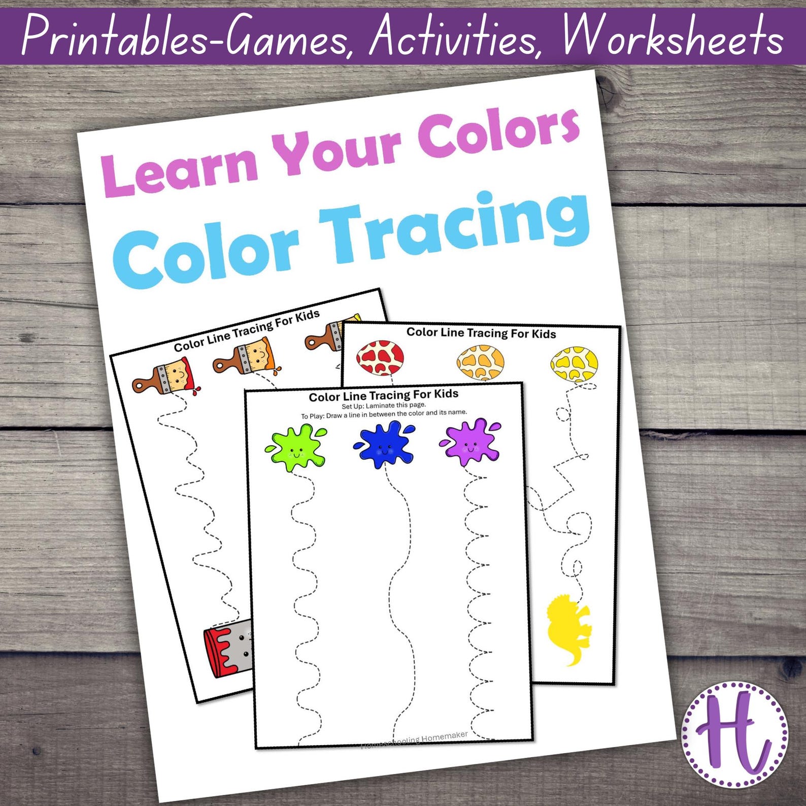 Colorful Line Tracing Worksheets, Cutting Practice Worksheets, Line ...