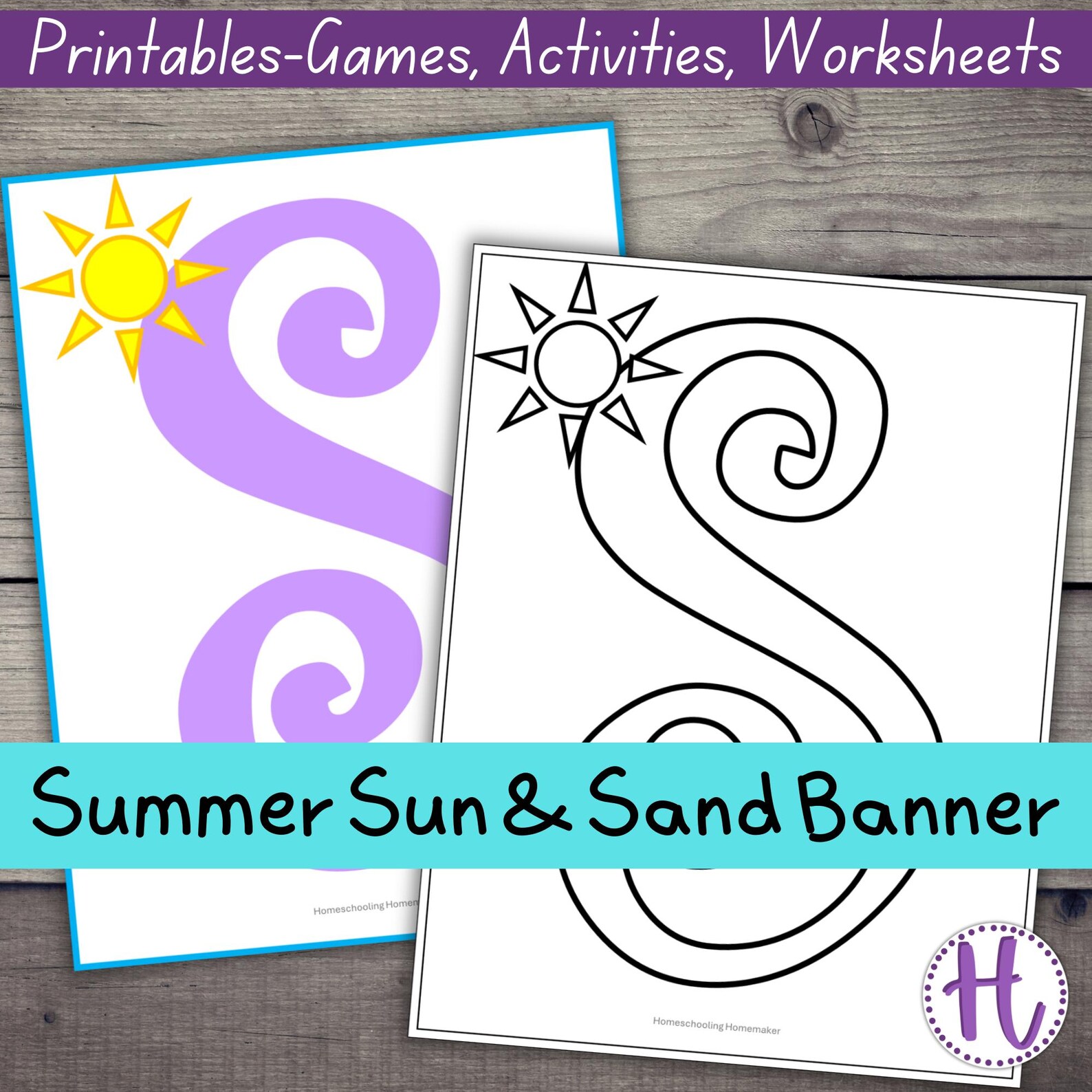 Printable Summer Party Decorations: Banner, Sun, Turtle (PDF) - Etsy
