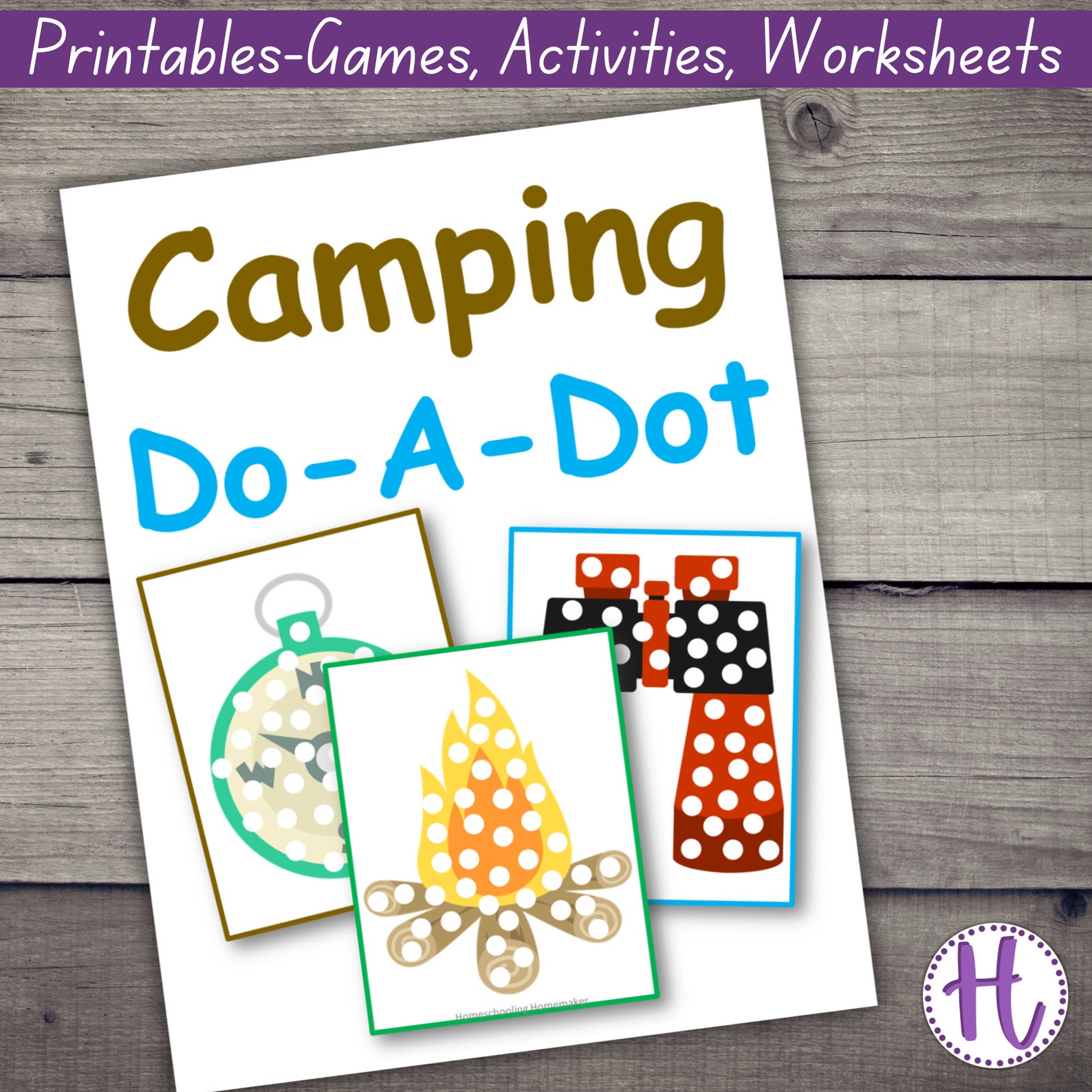 Camping Do A Dot Printable Worksheets for Kids, Dot Marker Activity ...