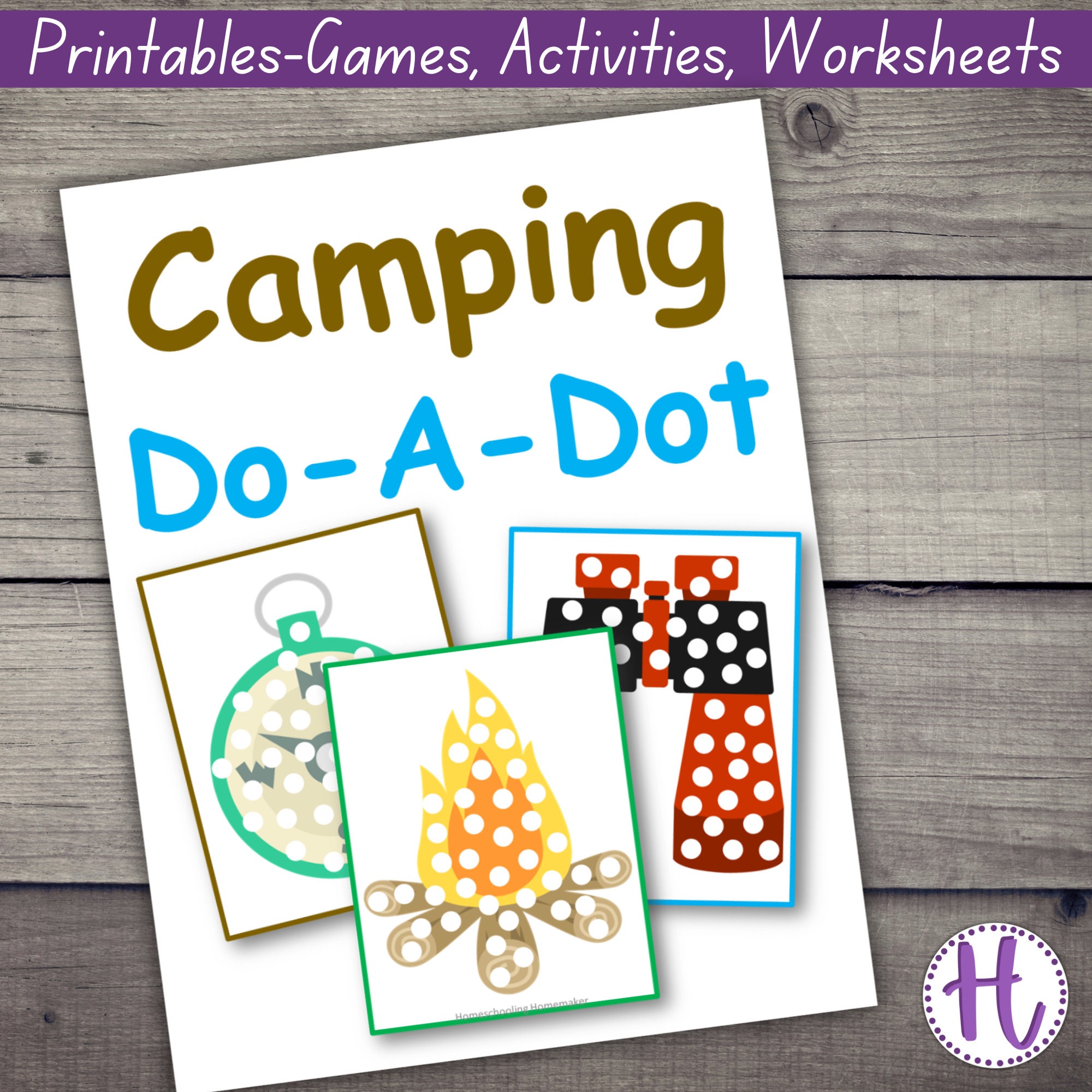 Camping Do A Dot Printable Worksheets for Kids, Dot Marker Activity ...