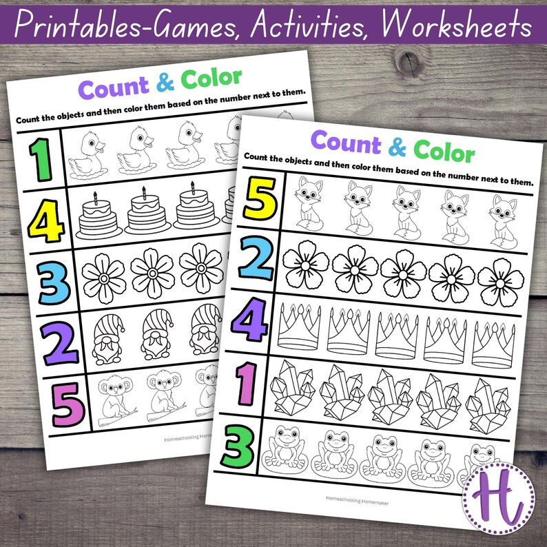 Count and Color Activity Worksheets, Preschool Counting Activity ...
