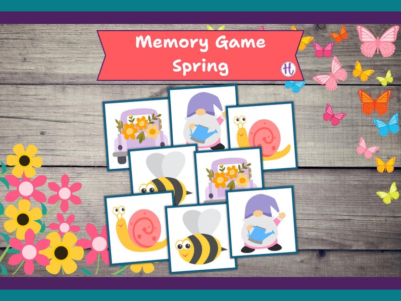 Spring Memory Matching Game: Printable Kids Activity (PDF Download) - Etsy