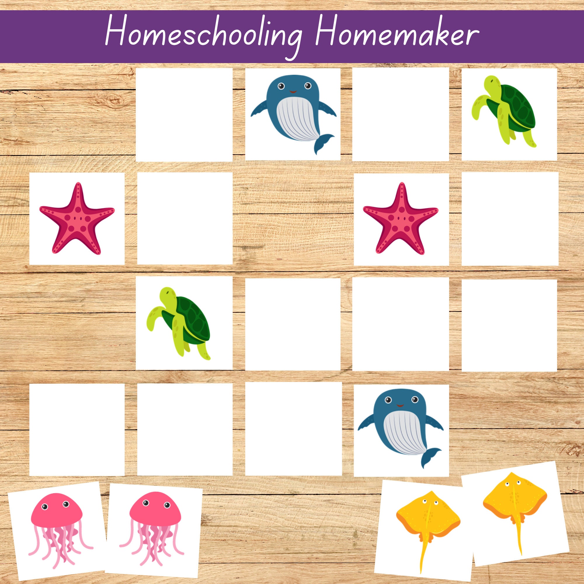 Ocean Memory Game for Kids in Kindergarten, Preschool, Elementary ...