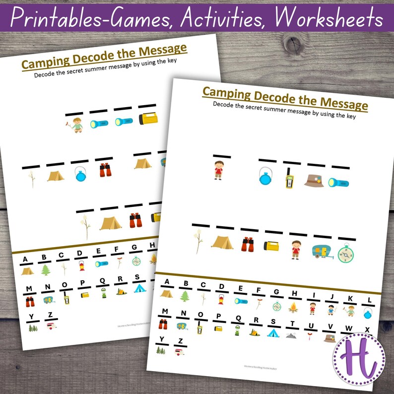 Camping Secret Message Decode Pages: Kids Activity (PDF) - Etsy