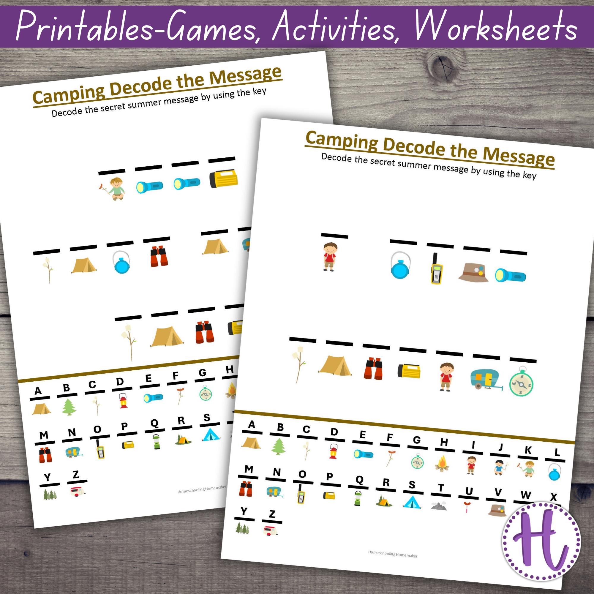 Camping Secret Message Decode Pages: Kids Activity (PDF) - Etsy