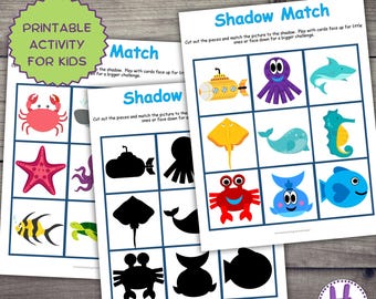 Ocean Animal Shadow Matching Game: Preschool Printable (PDF) - Etsy