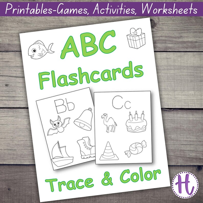 Alphabet Flashcards for Kindergarten, Preschool Letter Sound Coloring ...