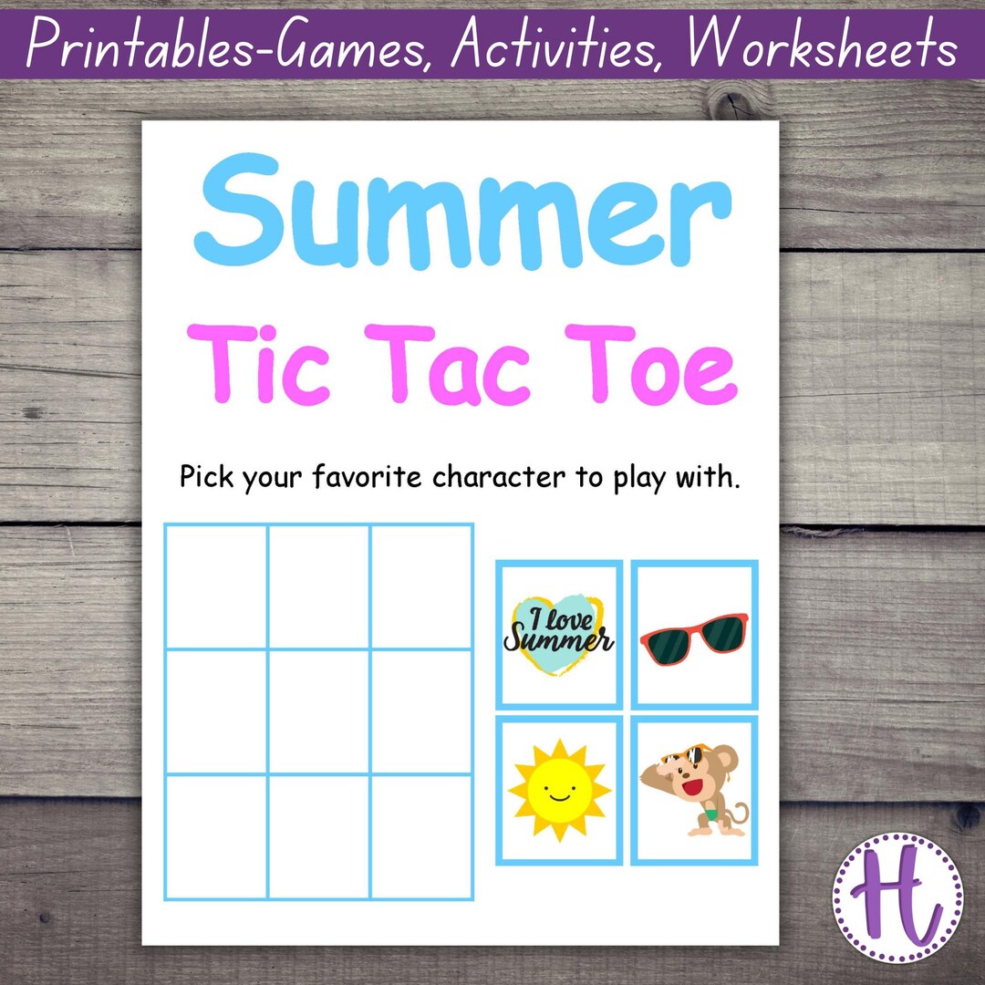 Summer Tic Tac Toe Game|kids Learning Game|critical Thinking (PDF) - Etsy