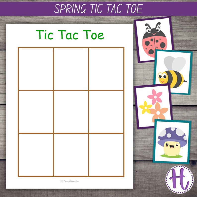 Spring Tic Tac Toe Game: Kids Printable Activity (PDF Download 8.5x11in ...