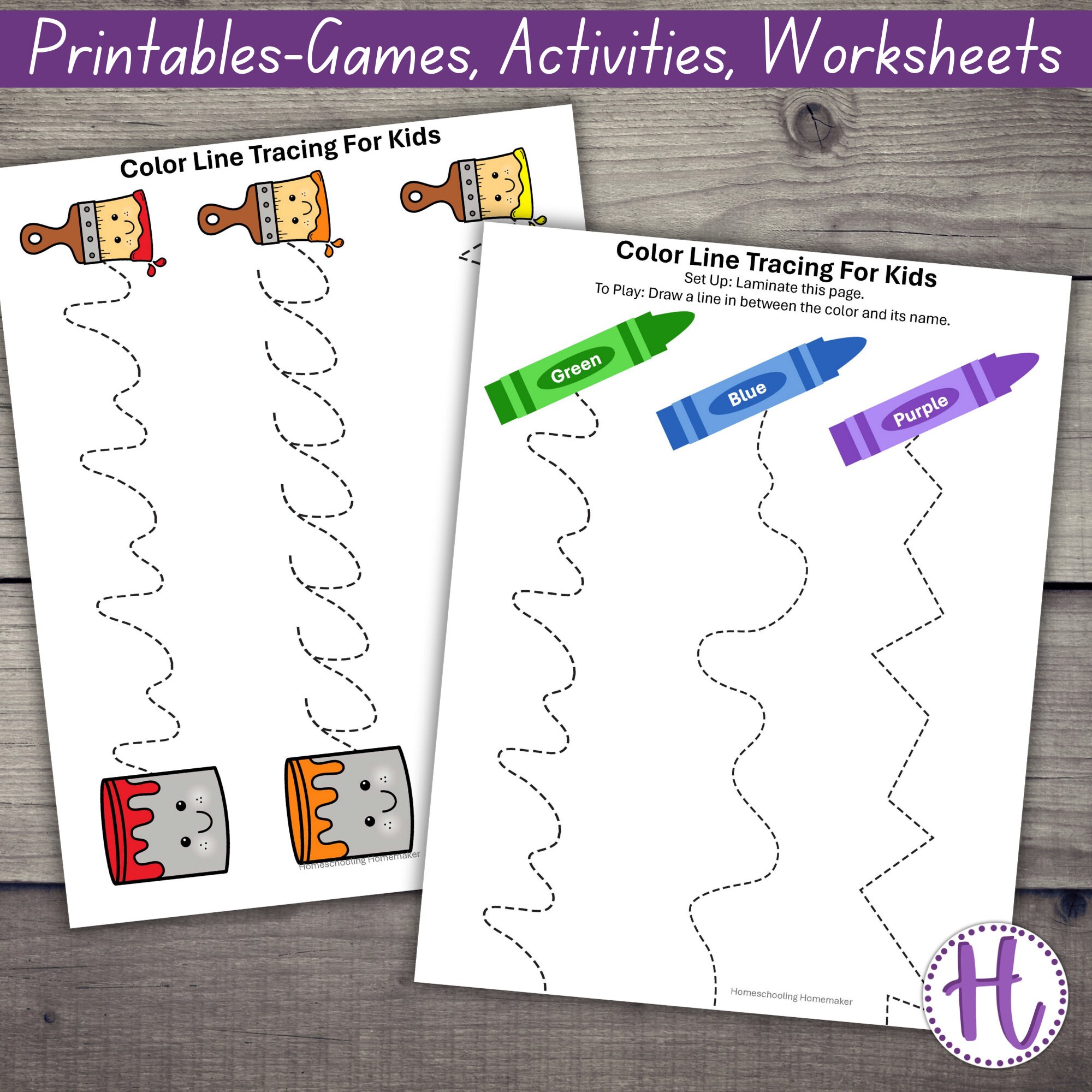 Colorful Line Tracing Worksheets, Cutting Practice Worksheets, Line ...