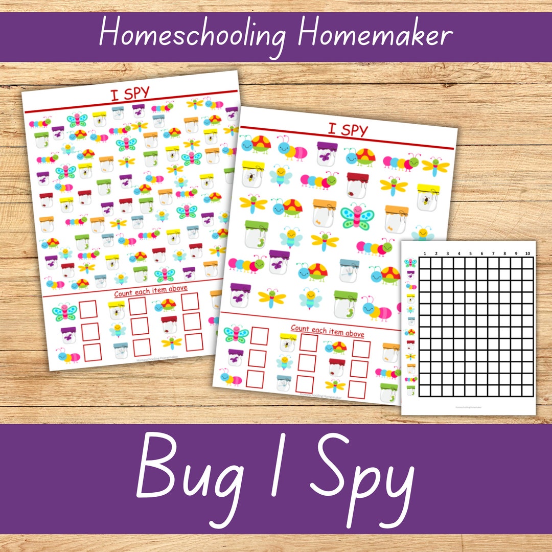 Bug I Spy Activity Sheets, Math Counting and Graphing Activity for Kids ...