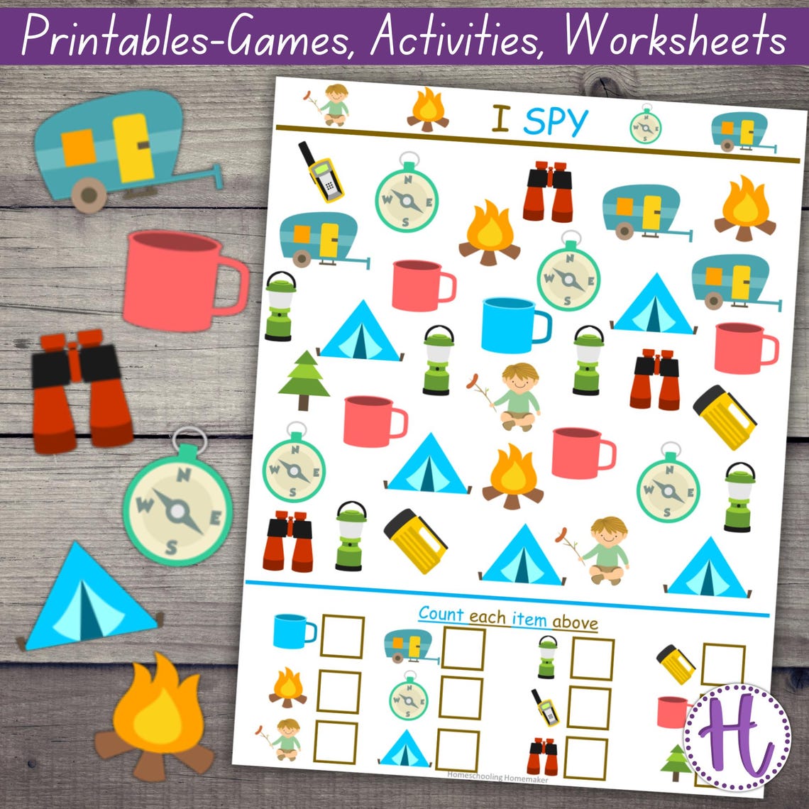 Camping I Spy Game for Kids: Printable Graphing Activity (PDF) - Etsy