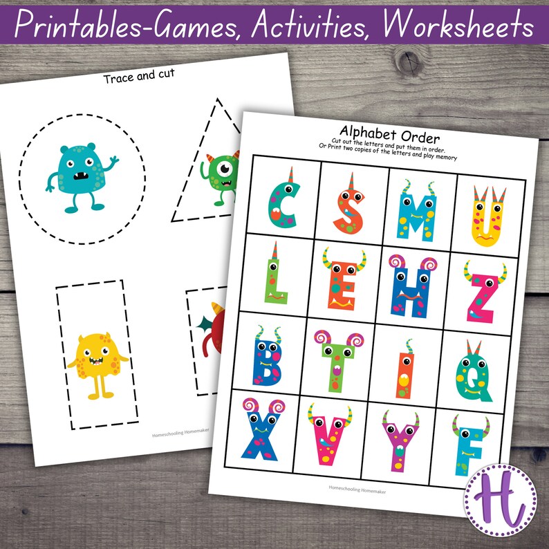 Monster Worksheets, Learning Games for Kids, Preschool Activity Pack ...