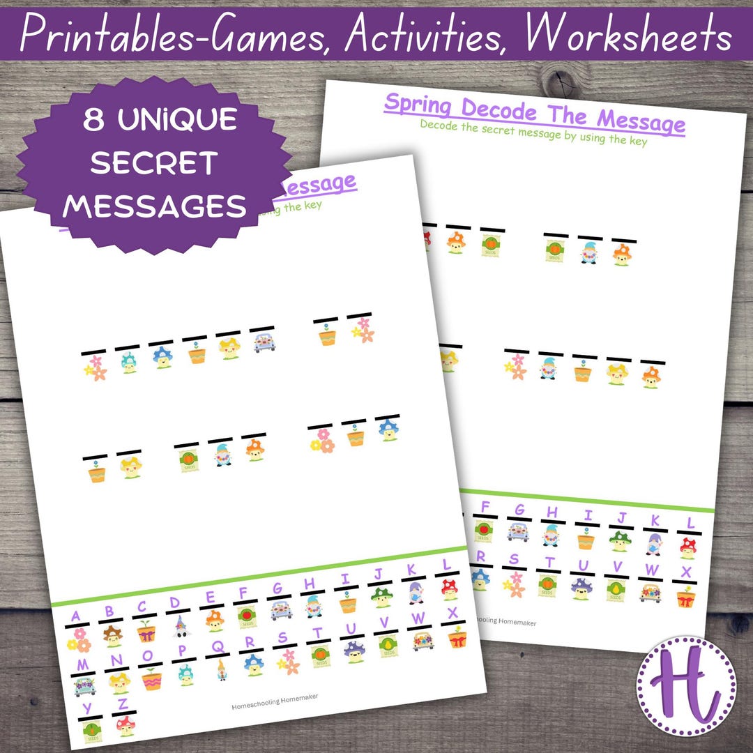 Spring Decode Secret Message Pages for Kids, Printable Break the Code ...