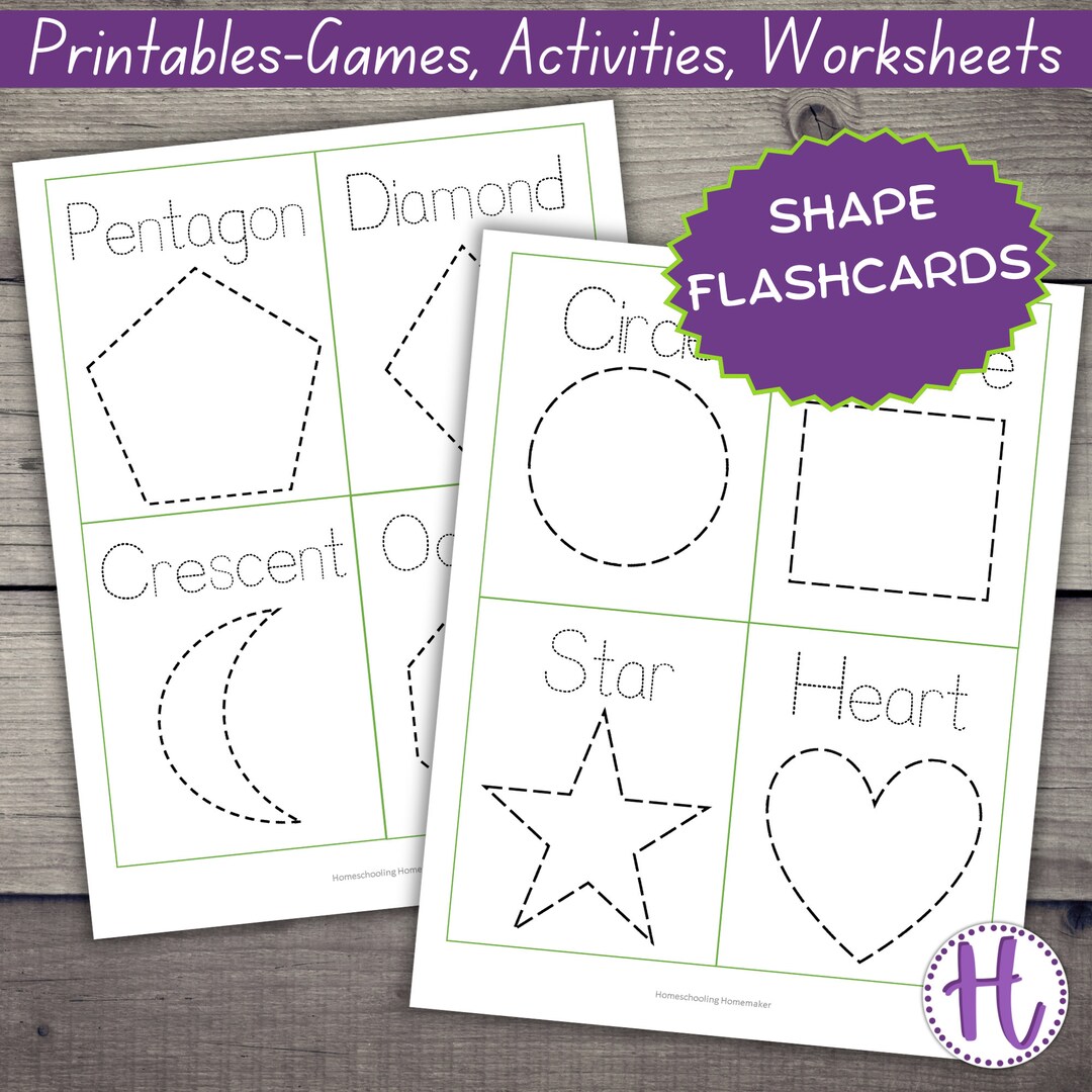 Shape Flashcards for Kids, Kids Learning Worksheets, Shape Tracing ...