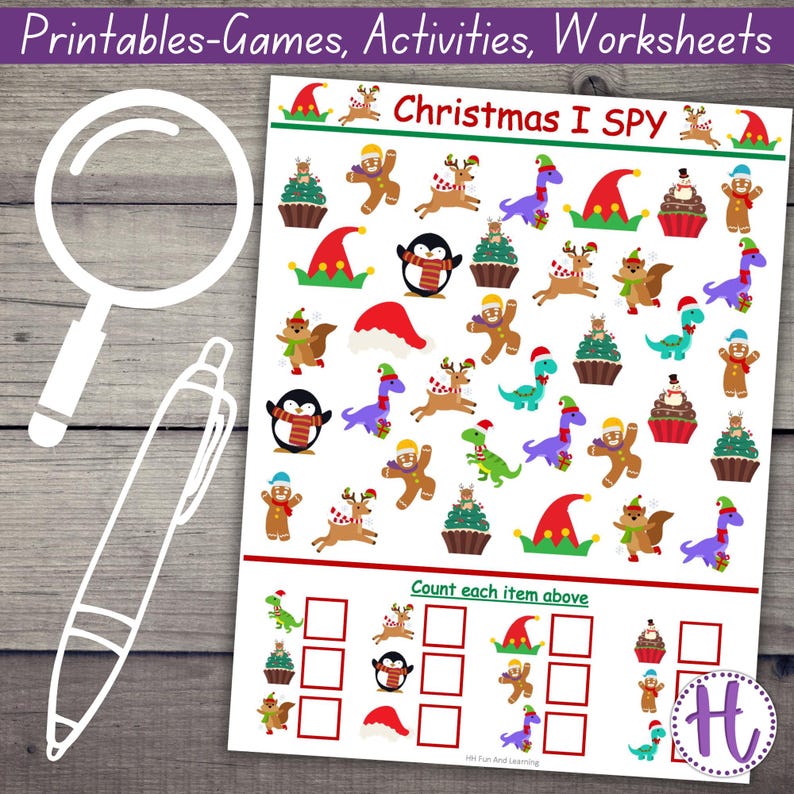 Christmas I Spy Game for Kids: Printable Graphing Activity (PDF) - Etsy