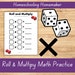 Roll and Multiply Math Practice Worksheet for Kids, Kindergarten ...