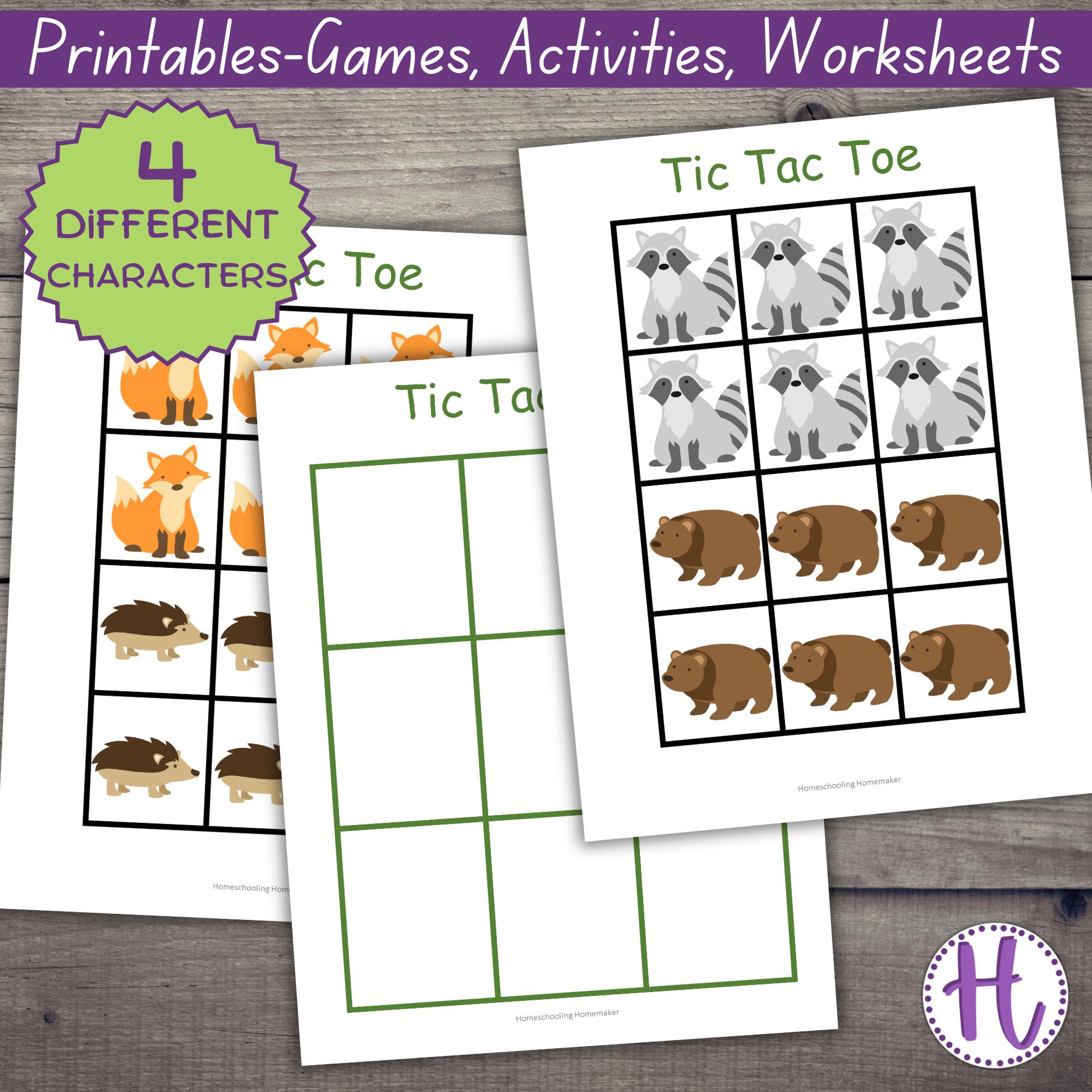 Woodland Animal Tic Tac Toe Game for Kids, Fun Animal Tic Tac Toe Game ...