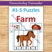 Farm Puzzles With Numbers 1-5 for Preschool, Counting Activity, Simple ...
