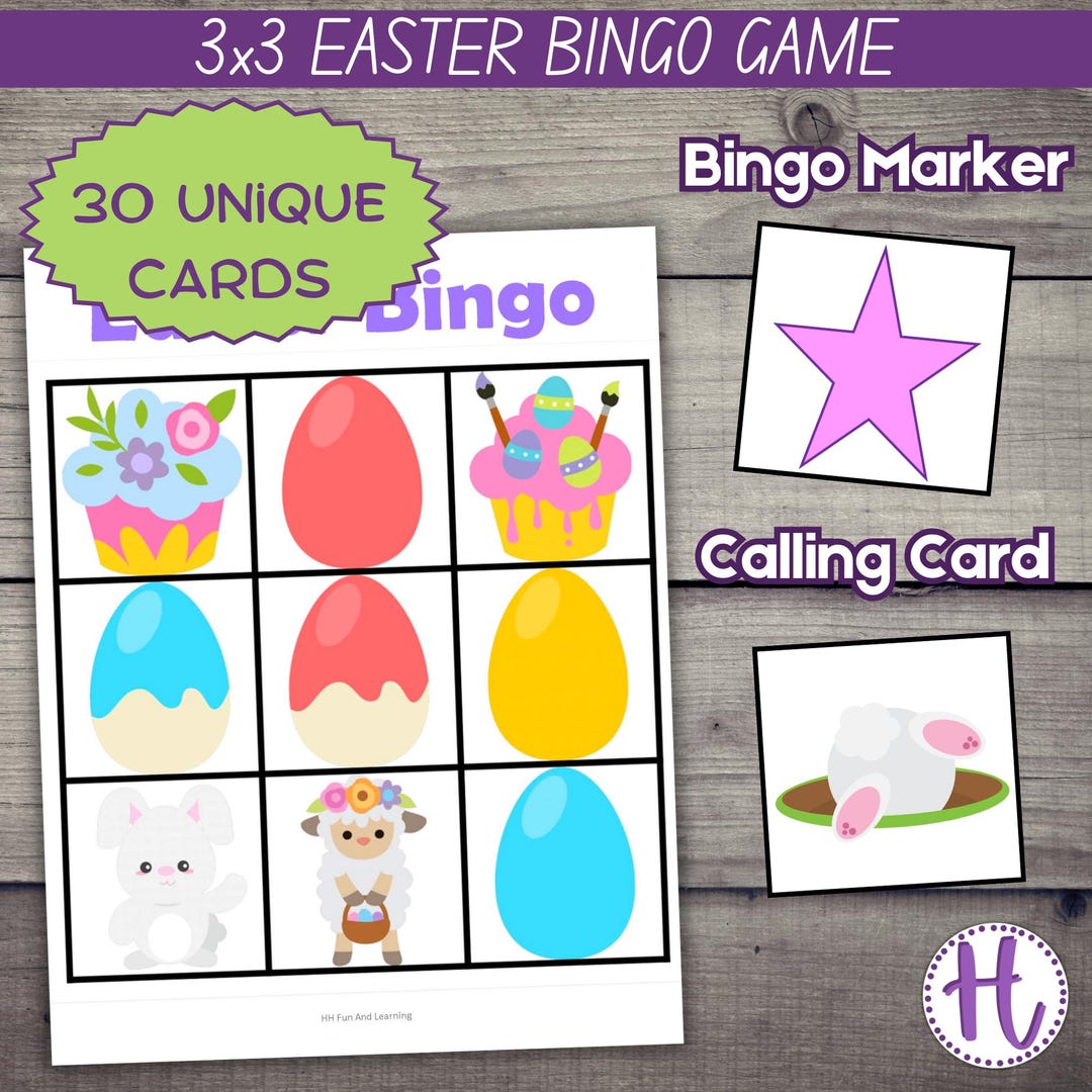 Easter Bingo Game 3x3, Simple and Quick Easter Bingo Game for Little ...