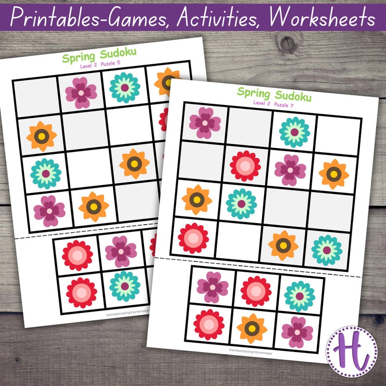 Spring Flower Sudoku Game: Printable Logic Puzzles for Kids (PDF) - Etsy