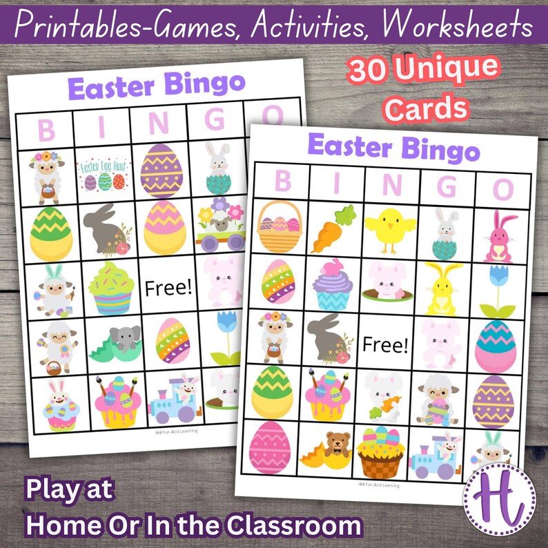 Easter Bingo Game: 30 Unique Cards, Kids Activity (PDF) - Etsy