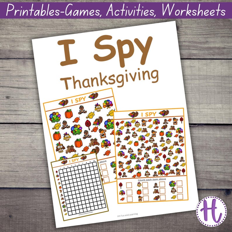 Thanksgiving I Spy Game: Printable Counting Activity (PDF) - Etsy
