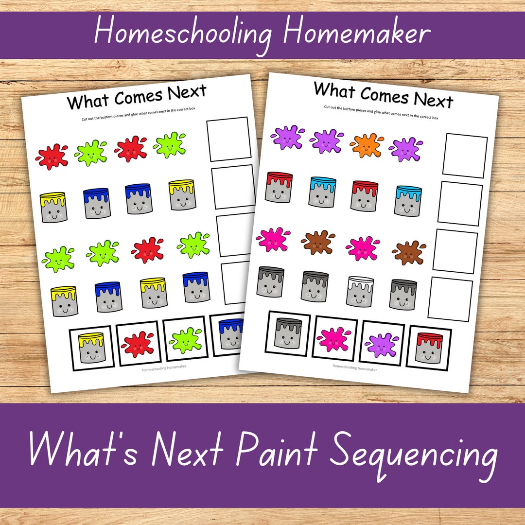 What Comes Next Worksheets for Kids, Paint Colors for Preschool and ...