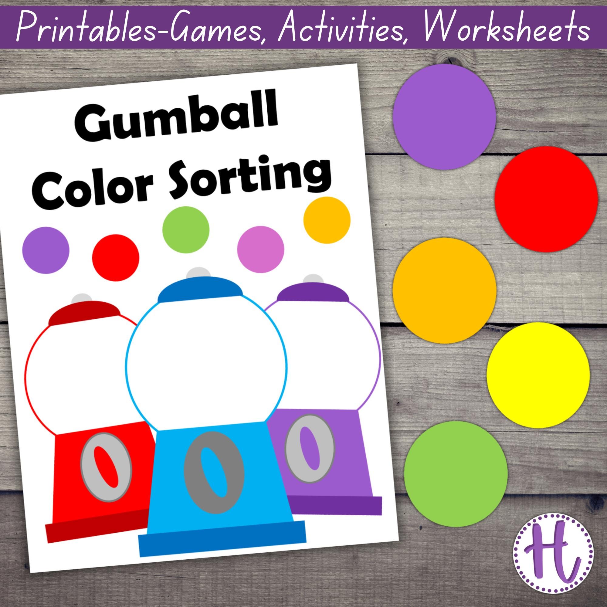 Gumball Color Sorting Activity: Toddler Preschool Game (PDF) - Etsy