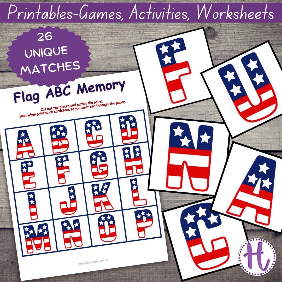 Flag Alphabet Memory Game, Printable Kids Game, ABC Letter Learning ...