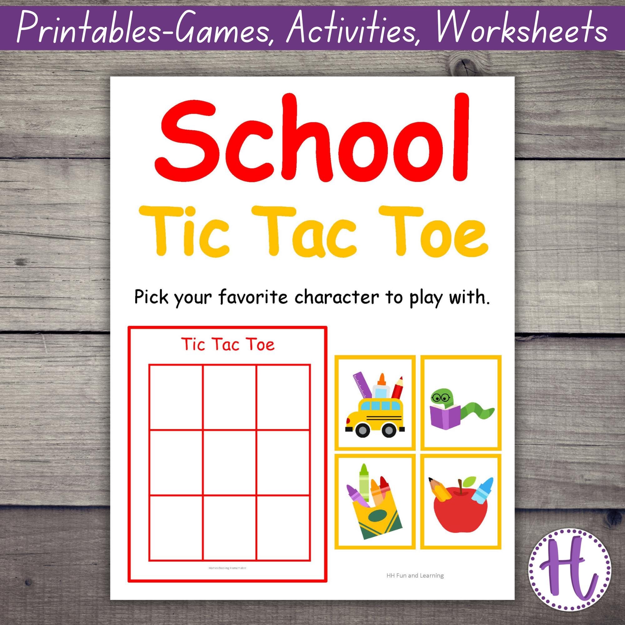 School Tic Tac Toe Game: Printable Strategy Game for Kids (PDF) - Etsy