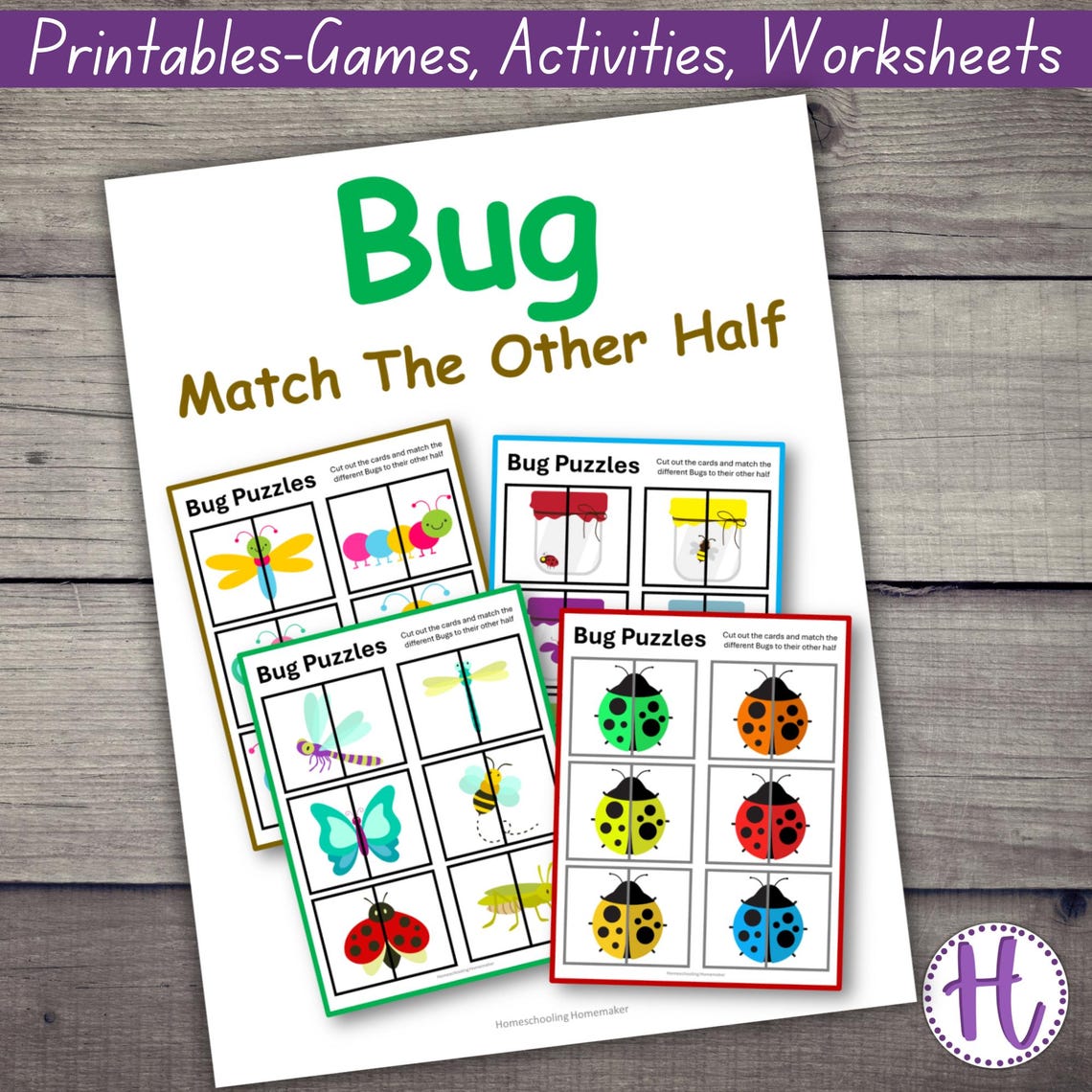 Bug Matching Puzzles: Printable Game for Toddlers (PDF) - Etsy