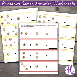 Cookie Math Worksheets for Kids, Addition Math Problems, Kindergarten ...