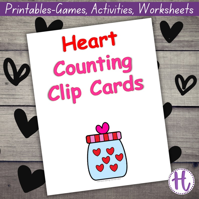Valentine's Day Heart Counting Clip Cards: Numbers 1-20 (PDF) - Etsy
