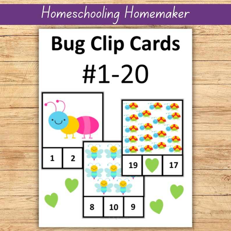 Bug Counting Clip Cards for Kids, Preschool Math Activity, Counting ...