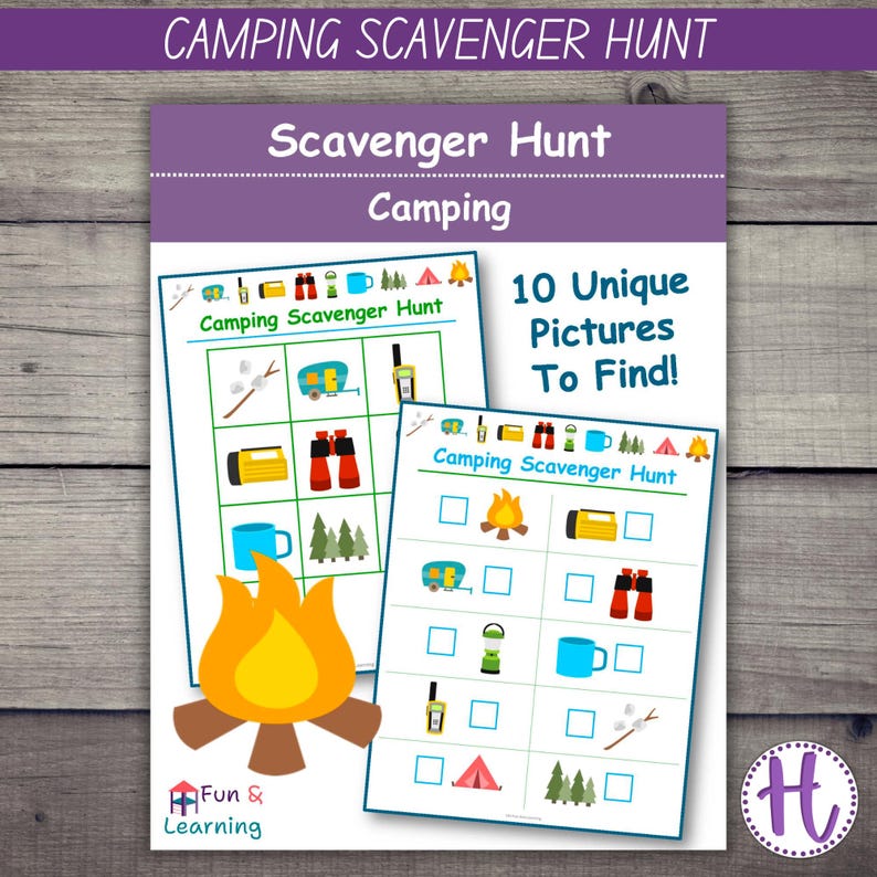 Camping Scavenger Hunt, Printable Game for Kids, Preschool Activity ...