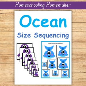 Ocean Animal Size Sequencing Cards for Toddlers, Preschool ...
